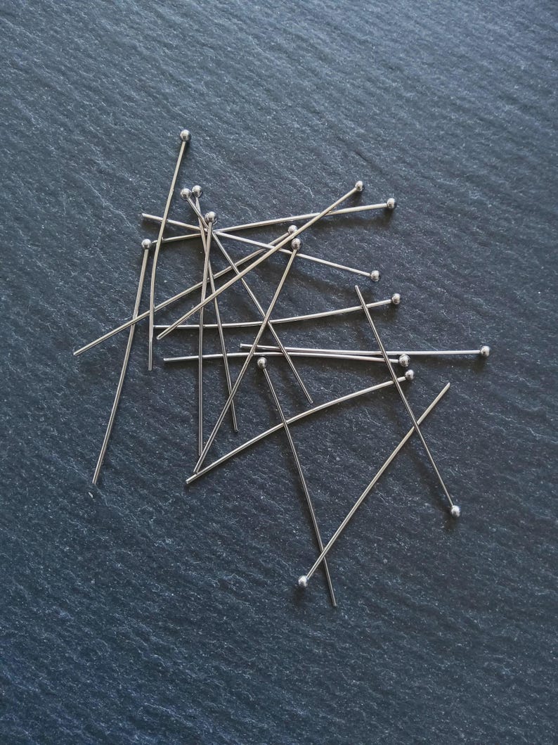 20 or 100 Stainless Steel Ball Head Pins 50mm (2”) Long 0.7mm Wide (21 ...