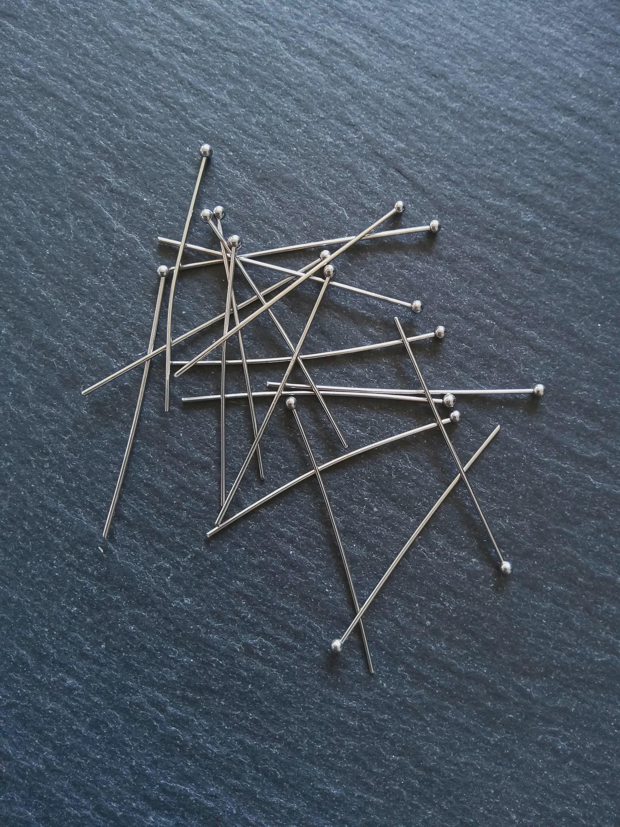20 or 100 Stainless Steel Ball Head Pins 50mm (2”) Long 0.7mm Wide (21 ...