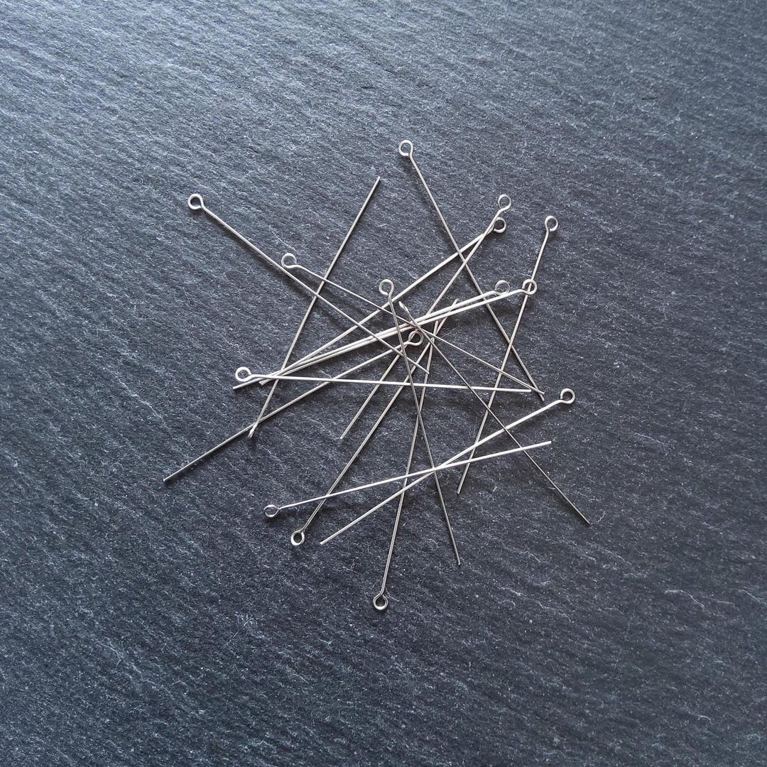 100 or 500 Stainless Steel EYE Pins 50mm (2") Long, 0.5mm Wide (24 ...