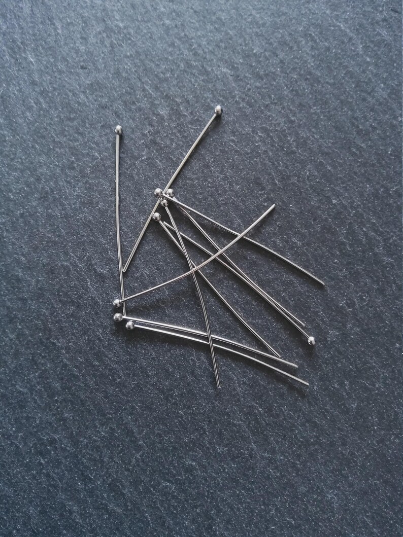 20 or 100 Stainless Steel Ball Head Pins 50mm (2”) Long 0.7mm Wide (21 ...