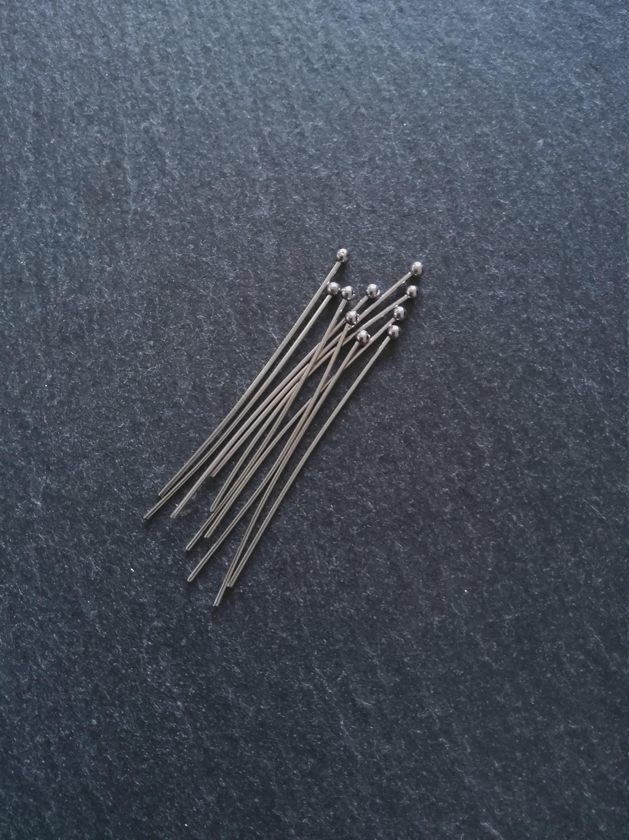 20 or 100 Stainless Steel Ball Head Pins 50mm (2”) Long 0.7mm Wide (21 ...