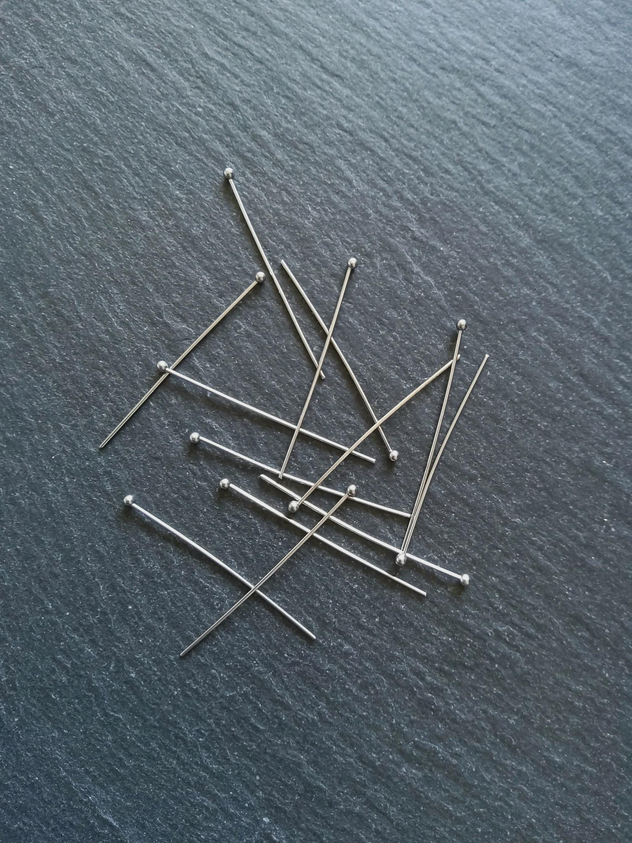 20 or 100 Stainless Steel Ball Head Pins 50mm (2”) Long 0.7mm Wide (21 ...