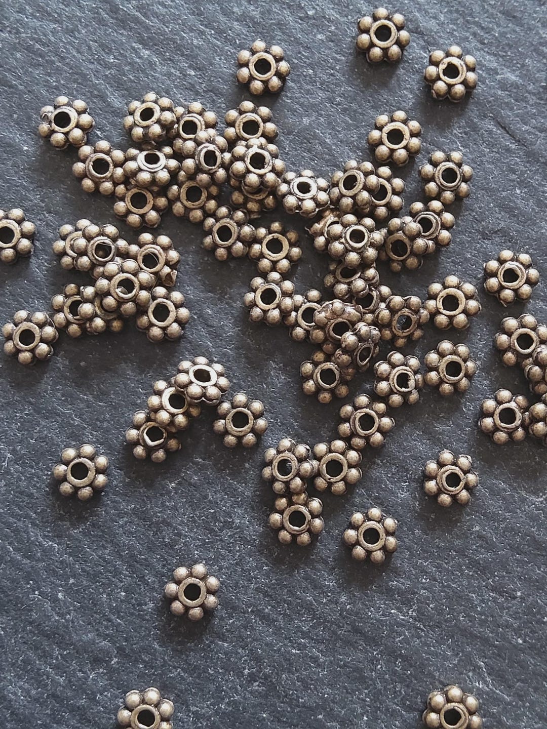 100 or 500 Antique Bronze Alloy 4mm Daisy Spacer Beads 4x1.5mm Hole: 0 ...