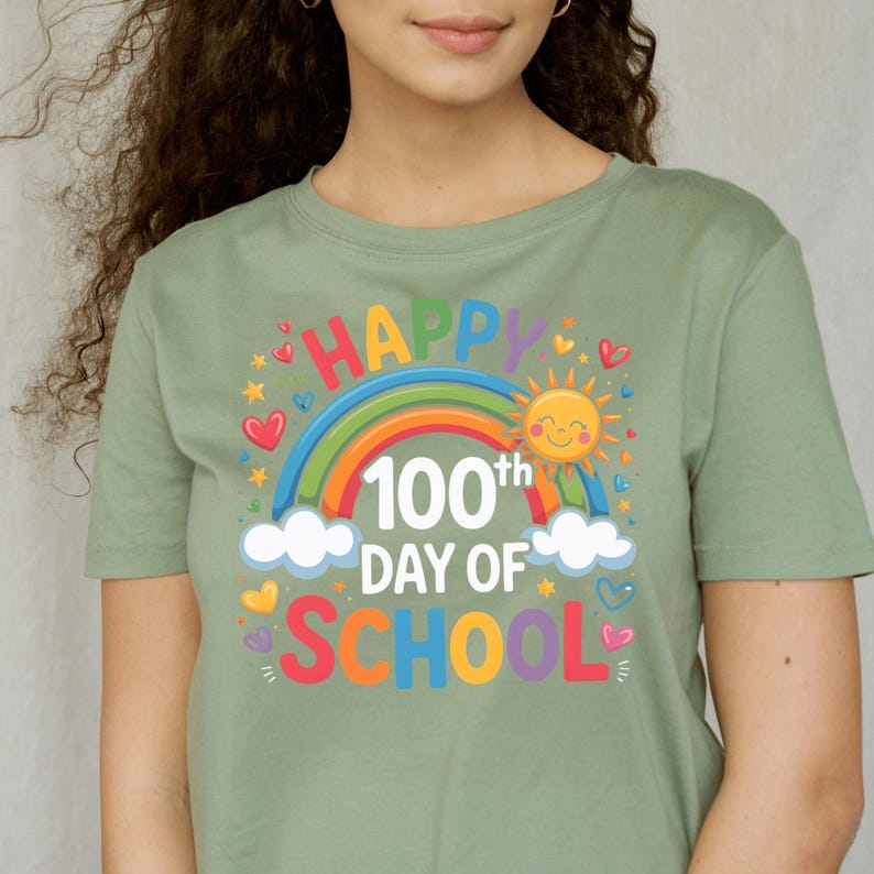 100th Day of School Rainbow Shirt Design | Kids PNG (instant Download ...