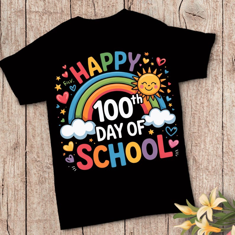 100th Day of School Rainbow Shirt Design | Kids PNG (instant Download ...