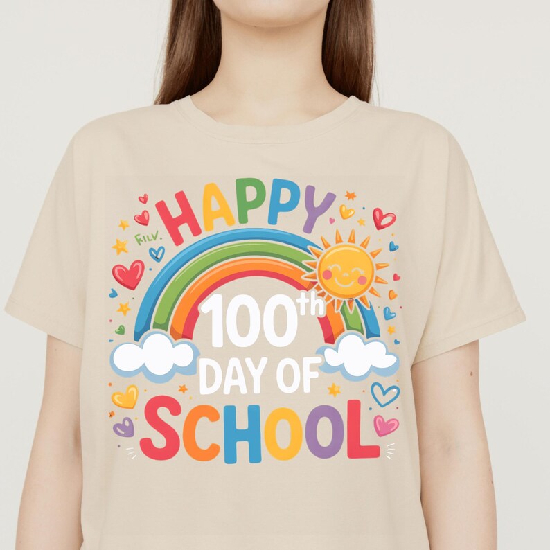 100th Day of School Rainbow Shirt Design | Kids PNG (instant Download ...