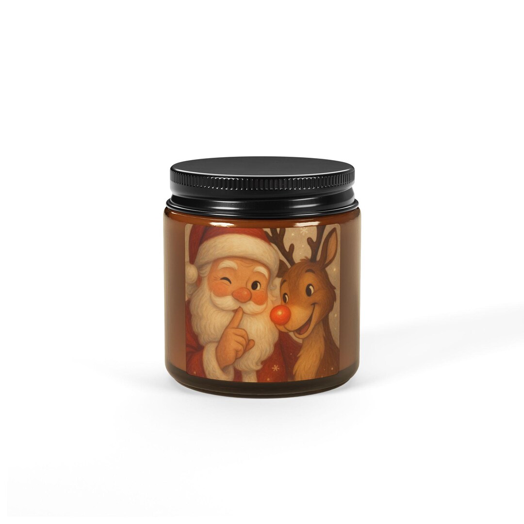 Christmas Santa Claus and Rudolph Scented Soy Candle, Cozy Holiday ...