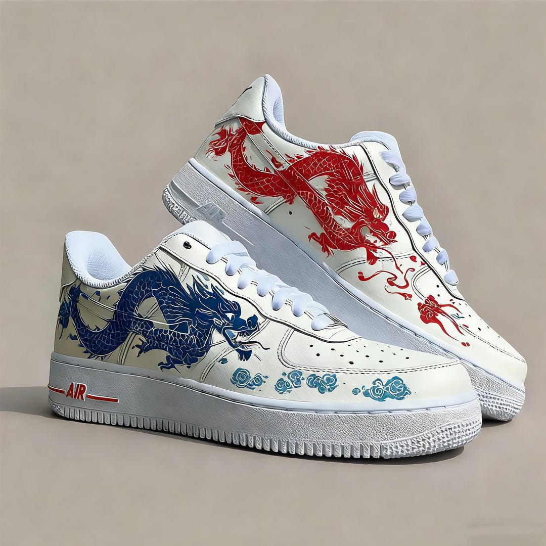Custom Air Force 1 Hand Painted - Chinese Dragon Pattern AF1 ...