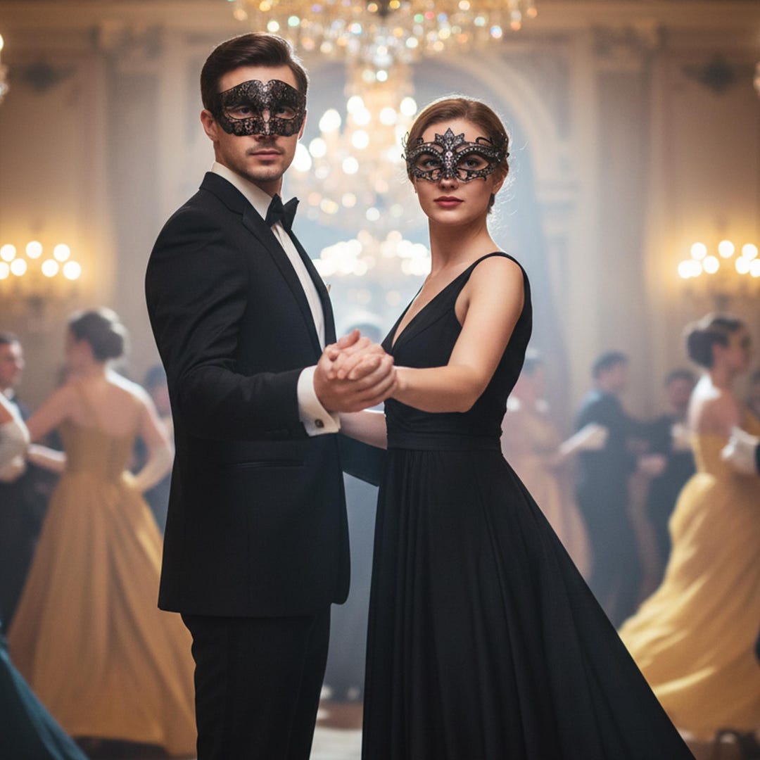 Couple Masquerade Mask Unique Fun Formal, Metal Halloween Party Half ...