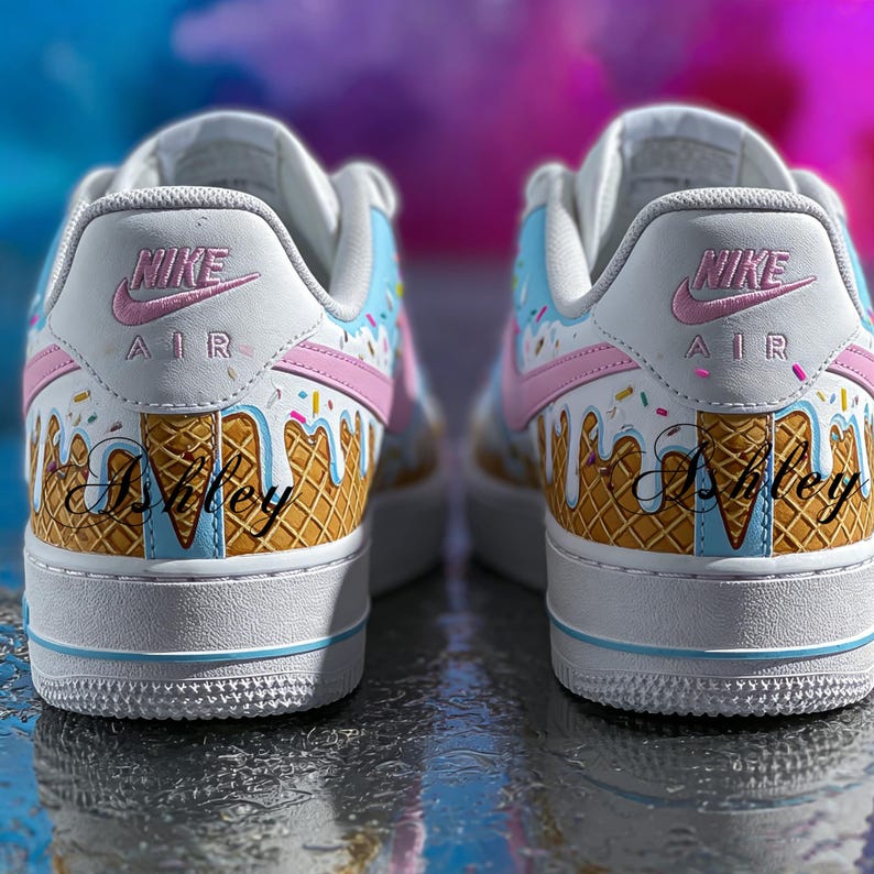 Custom Hand-painted Sports Sneakers, Ice Cream Air Force 1, Gift for ...