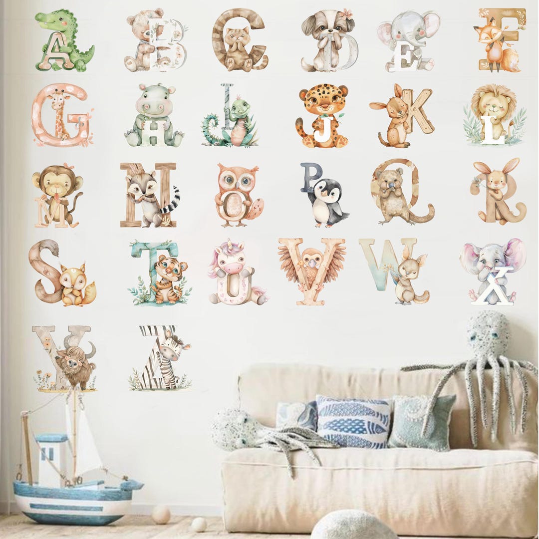Animal Alphabet Wall Decal ABC Letters Wall Sticker Safari Jungle ...