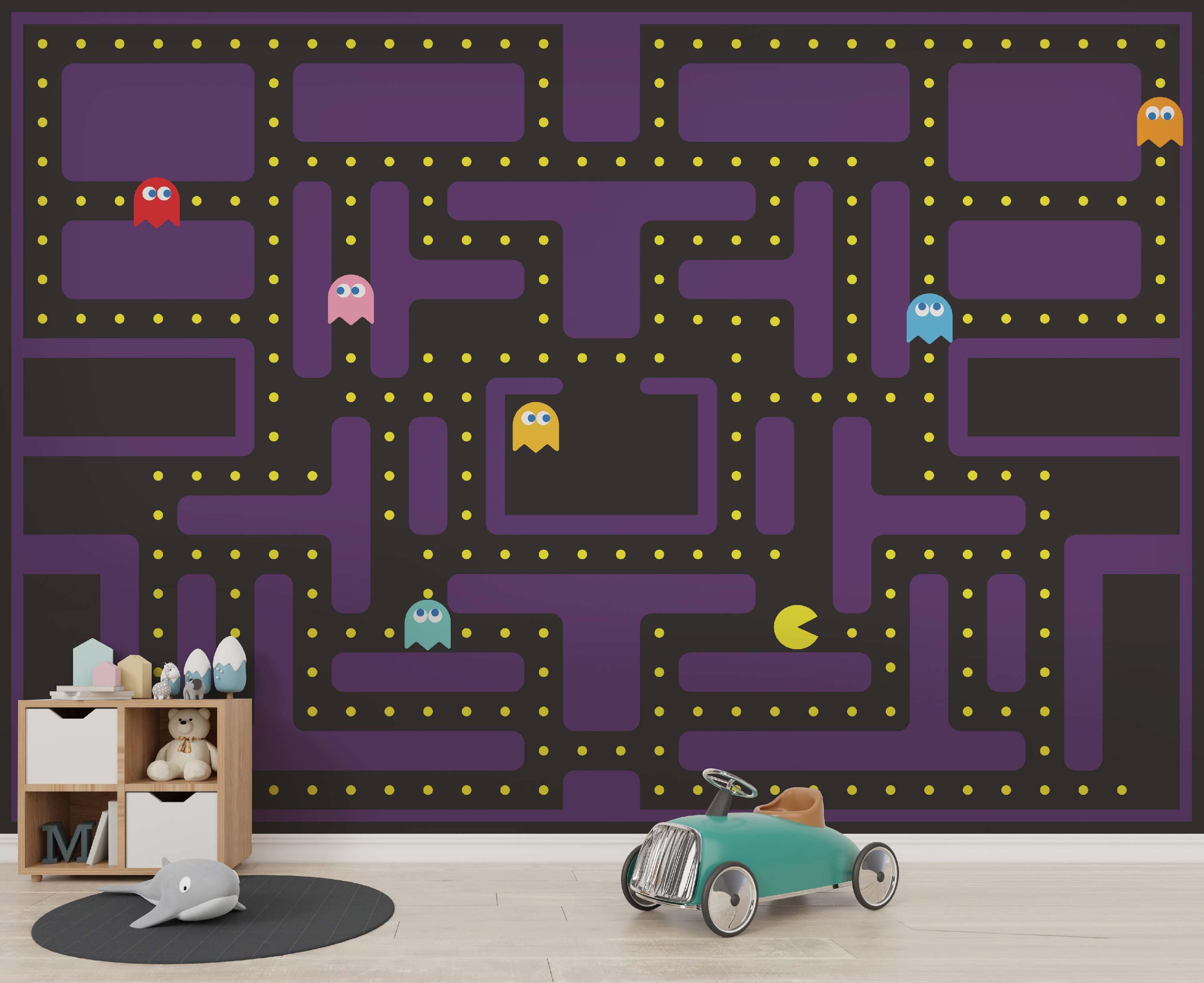Pac-man Wallpaper Playful Wall Decal Retro Arcade Wall Sticker Video ...