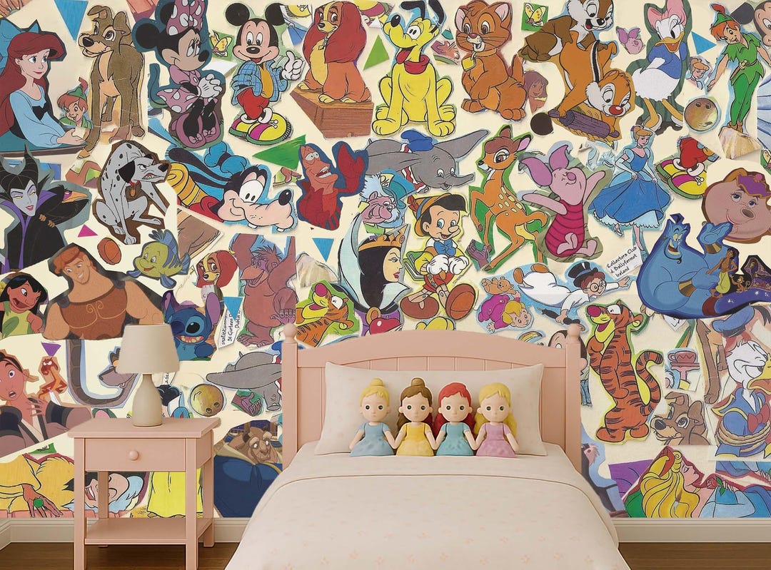 Disney Characters Wallpaper Minnie Wall Sticker Winnie the Pooh Wall ...