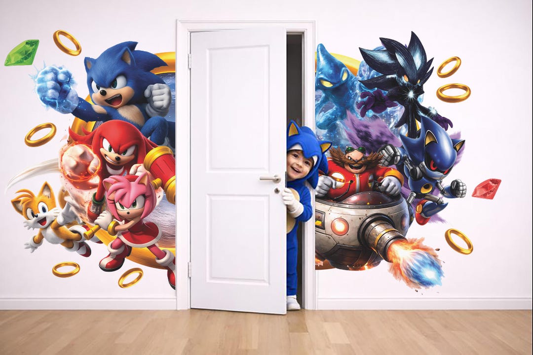 Door Frame Wallpaper Super Sonic Wall Decal Hedgehog Wall Sticker ...