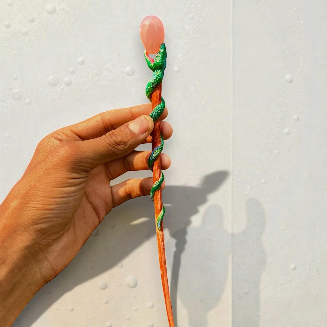 Handcrafted Rose Quartz Serpent Wand – Divine Feminine Altar Tool - Etsy