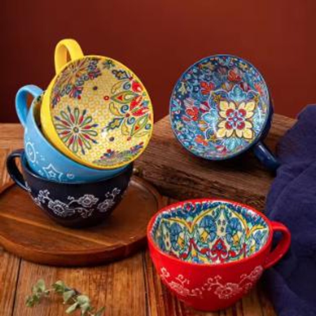 Bohemian Ceramic Breakfast Cup High Appearance Level Oatmeal Cup Large ...