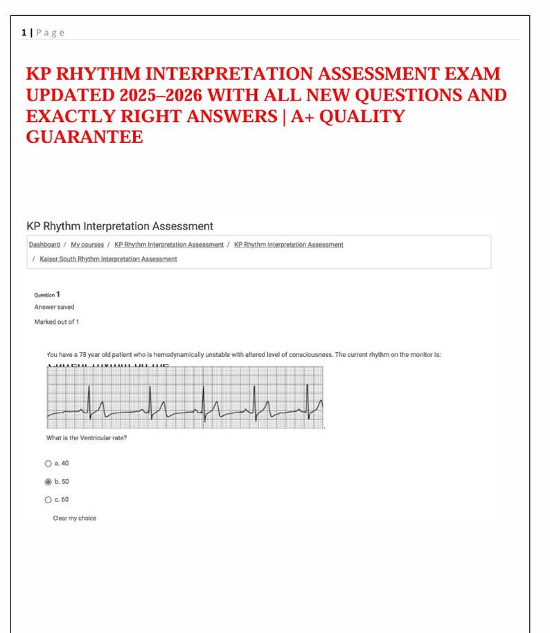 KP RHYTHM INTERPRETATION Assessment Exam Updated 2025–2026 - Etsy