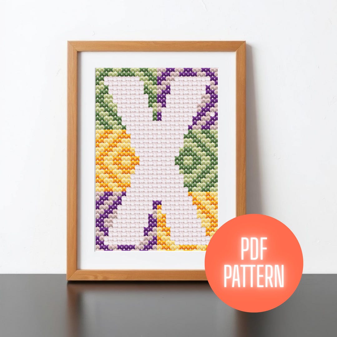 X Initial Cross Stitch Pattern Boho Style Gift for Nursery Wall Decor ...