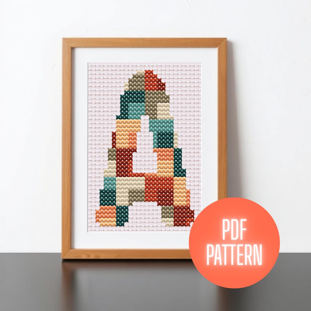 A Initial Cross Stitch Pattern Pop Art Style Gift for Wall Decor DIY ...