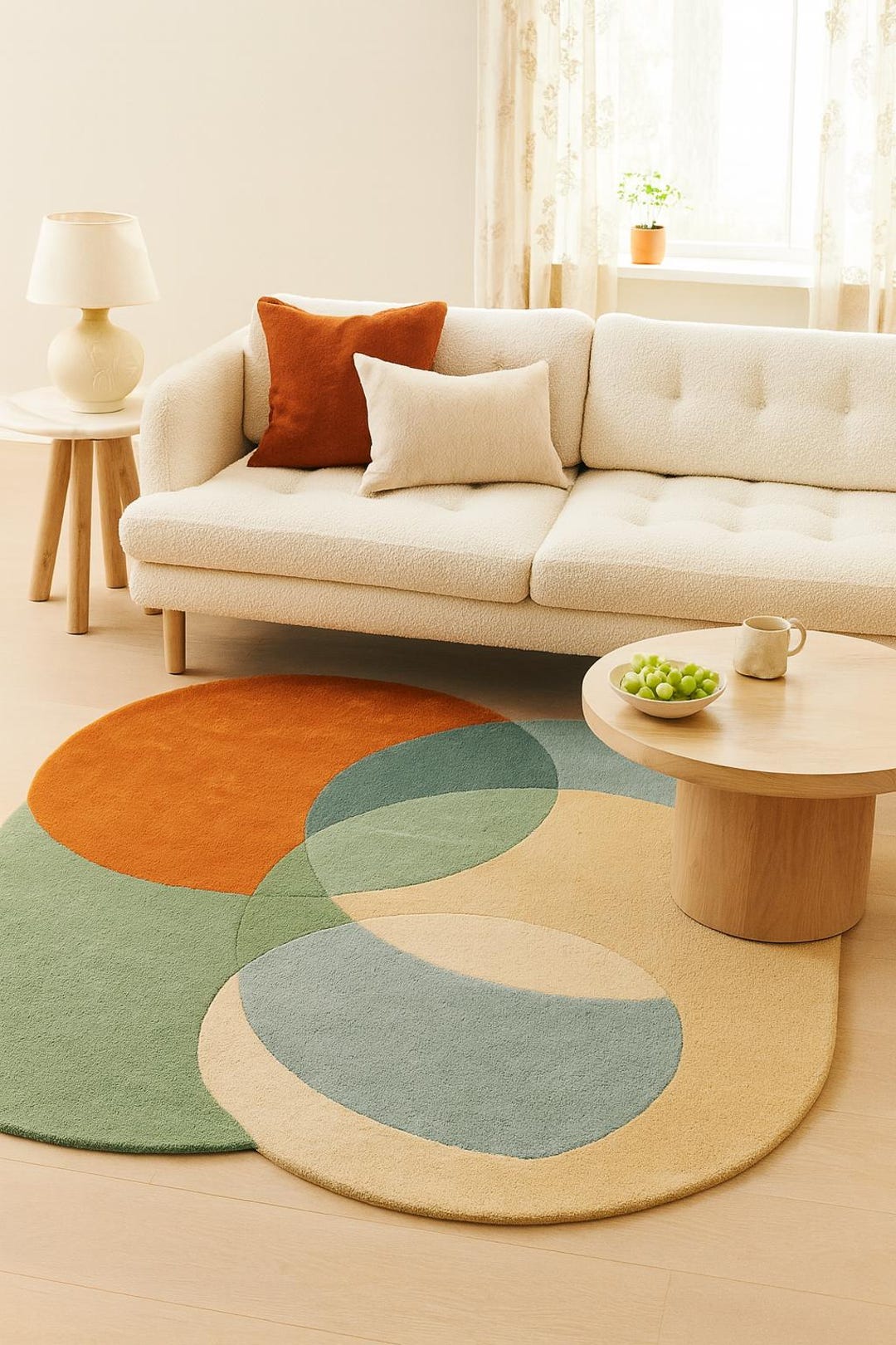Colorful Geometric Overlapping Circles Rug – Hand-tufted Modern Wool ...