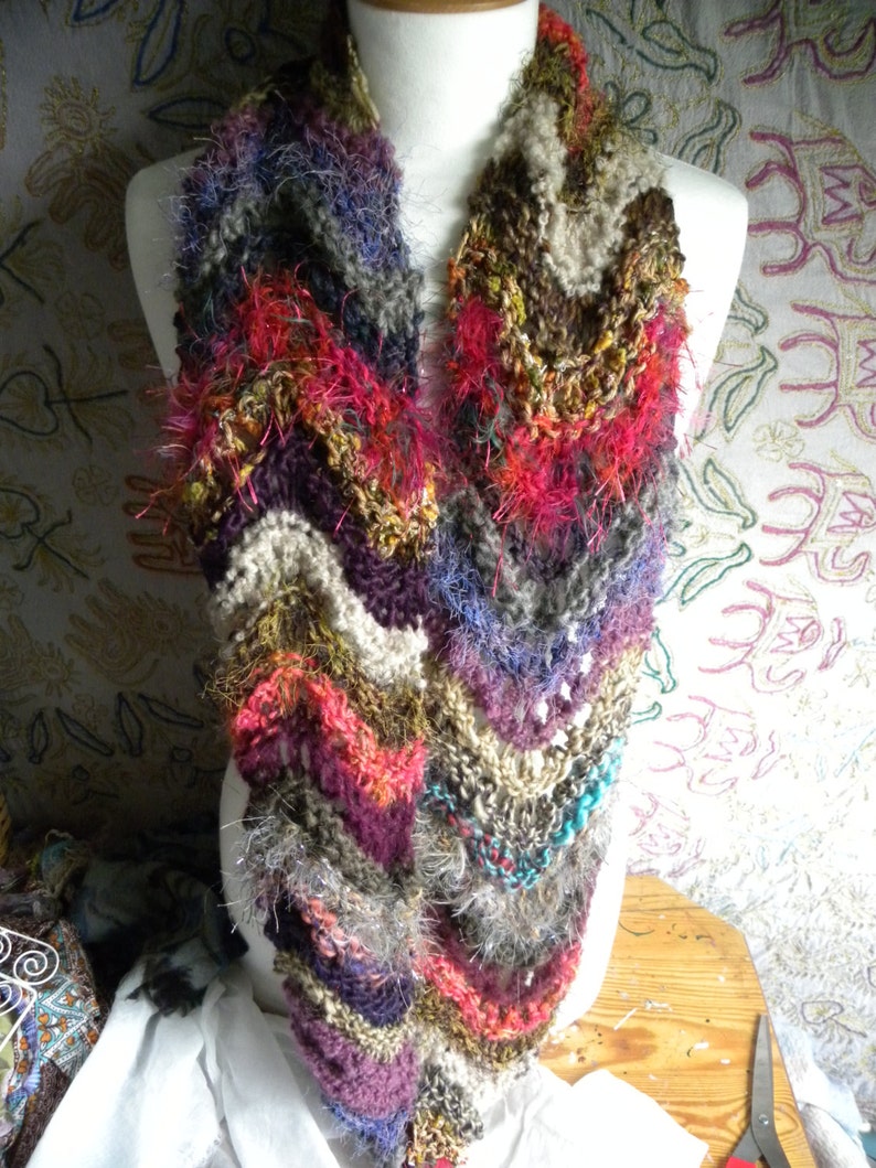 MADE TO ORDER Hand Knitted Mixed Yarn Infinity Scarf - Etsy