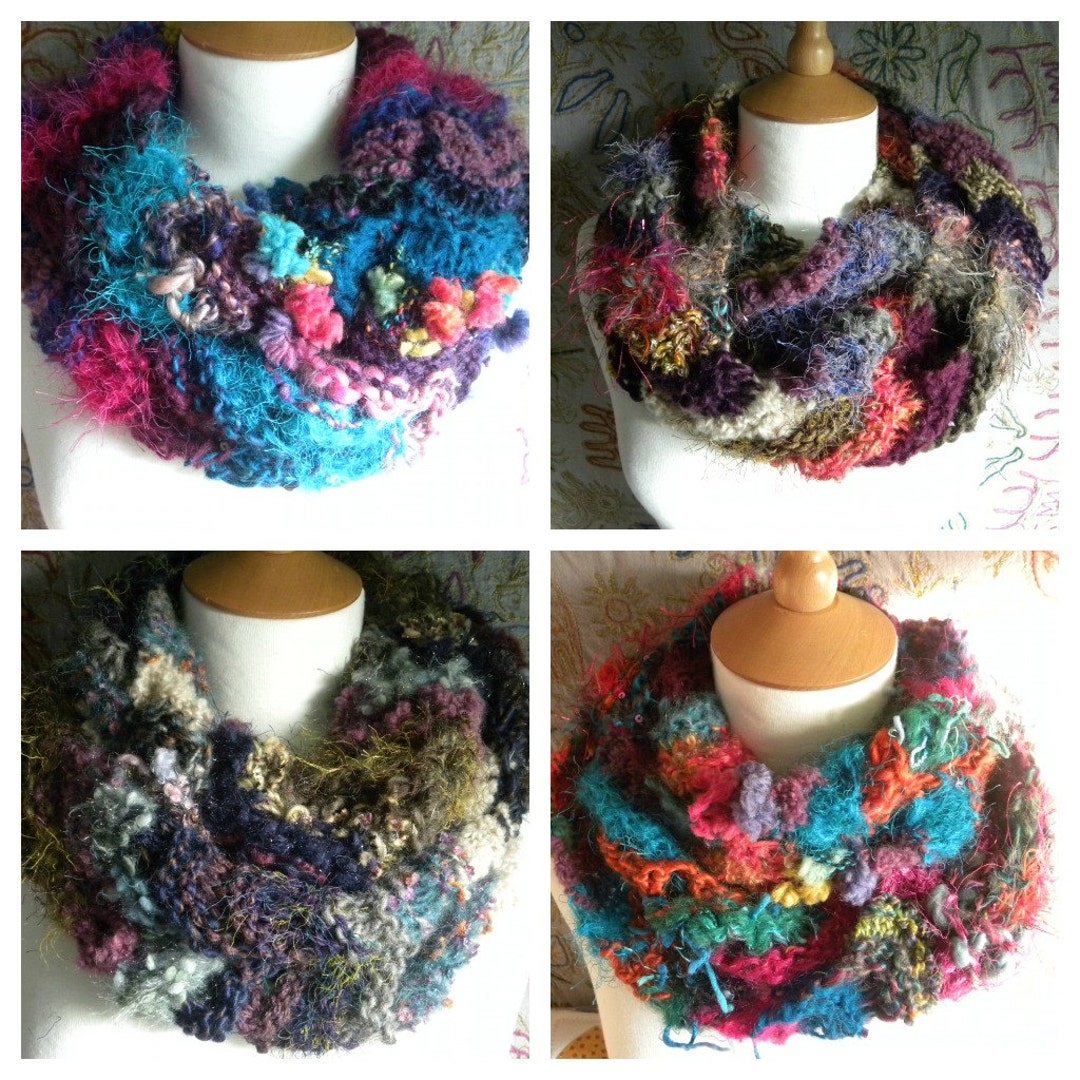 PATTERN for Hand Knitted Mixed Yarn Infinity Scarf - Etsy UK