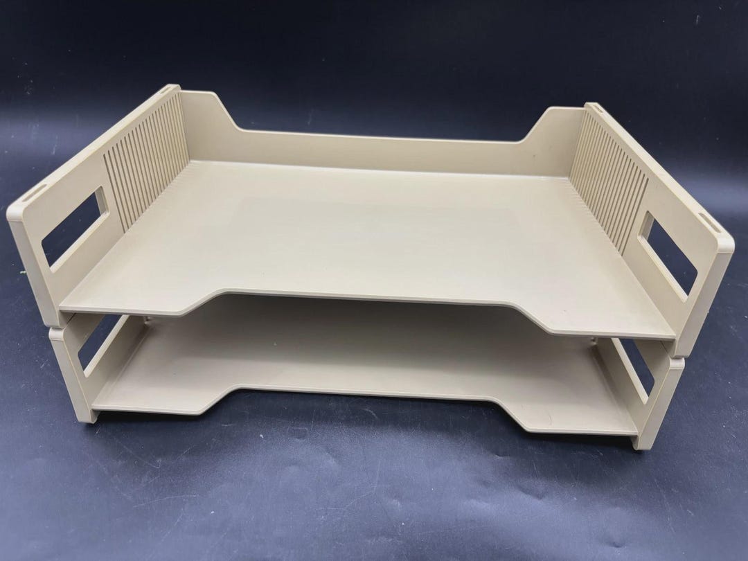 Vintage Eldon Stackable Plastic Paper Trays – 2 Beige Mid-century Desk ...