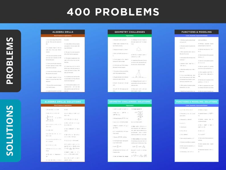 High School Math Practice PDF – Worksheets & Problem Sets (digital ...