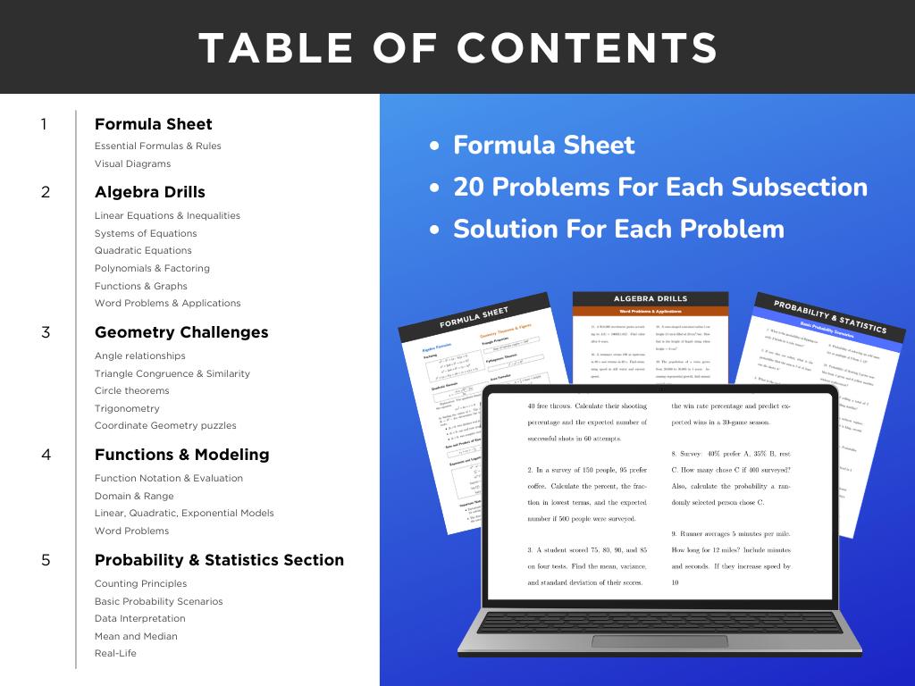 High School Math Practice PDF – Worksheets & Problem Sets (digital ...