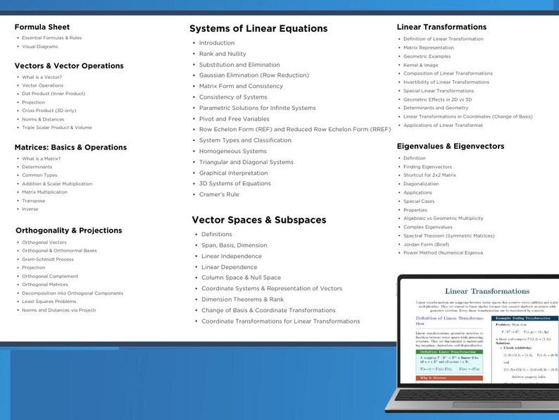 Linear Algebra Study Guide PDF | Printable Math Study Notes and ...