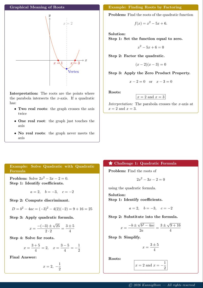 Algebra Study Guide PDF | Step-by-step Math Lessons, Formulas, Example ...