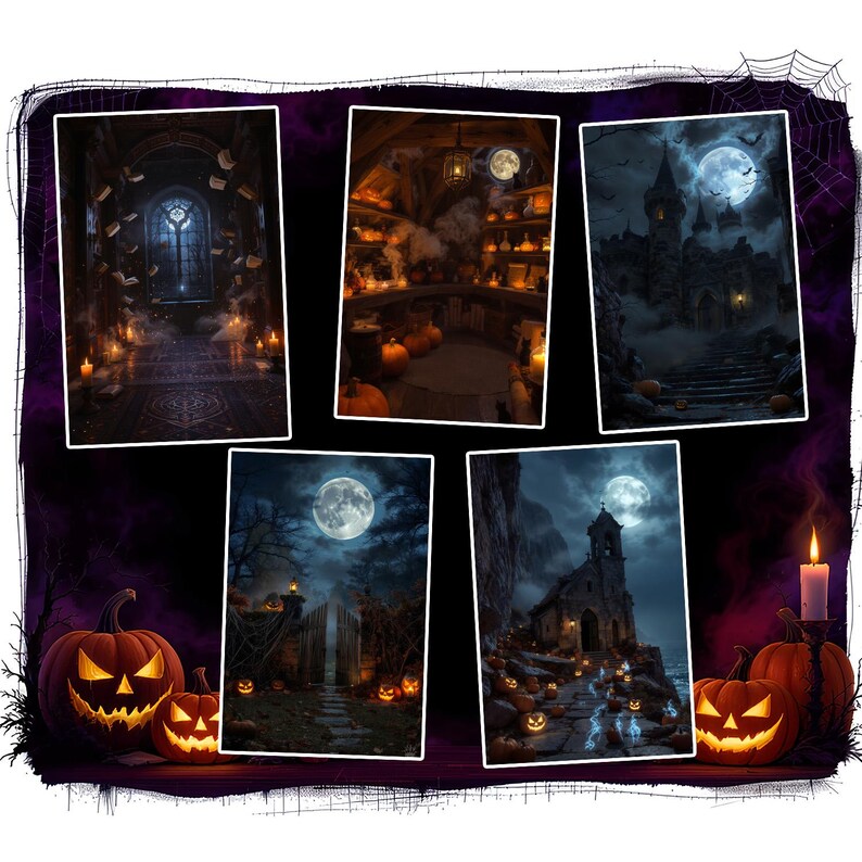 10 Spooky Halloween Digital Background Overlay Pack 4 + Free PNG Gift ...