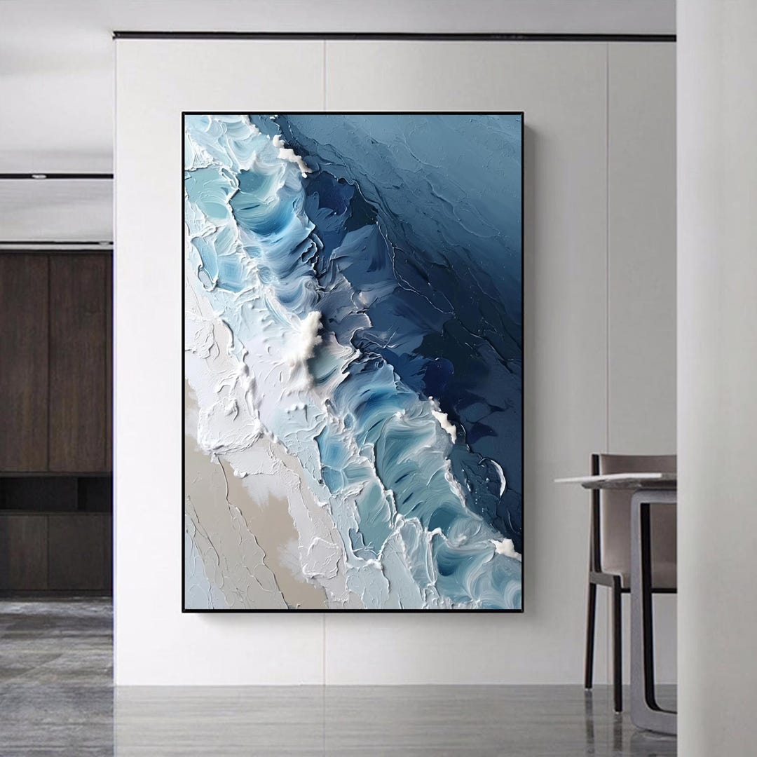 Textured Impasto Ocean Wave Oil Painting, Modern Coastal Art - Etsy