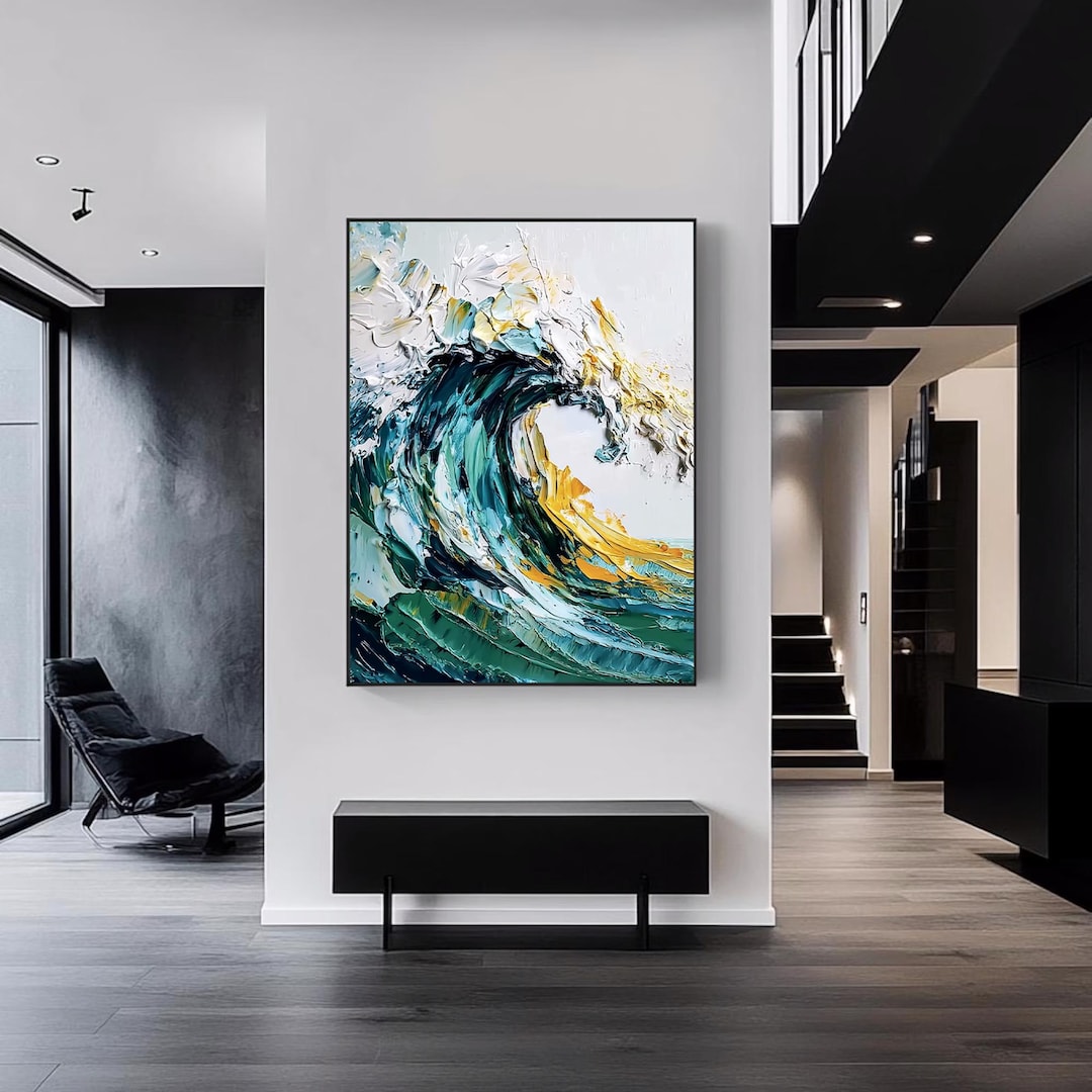 Impasto Ocean Wave Oil Painting, Textured Coastal Wall Art - Etsy