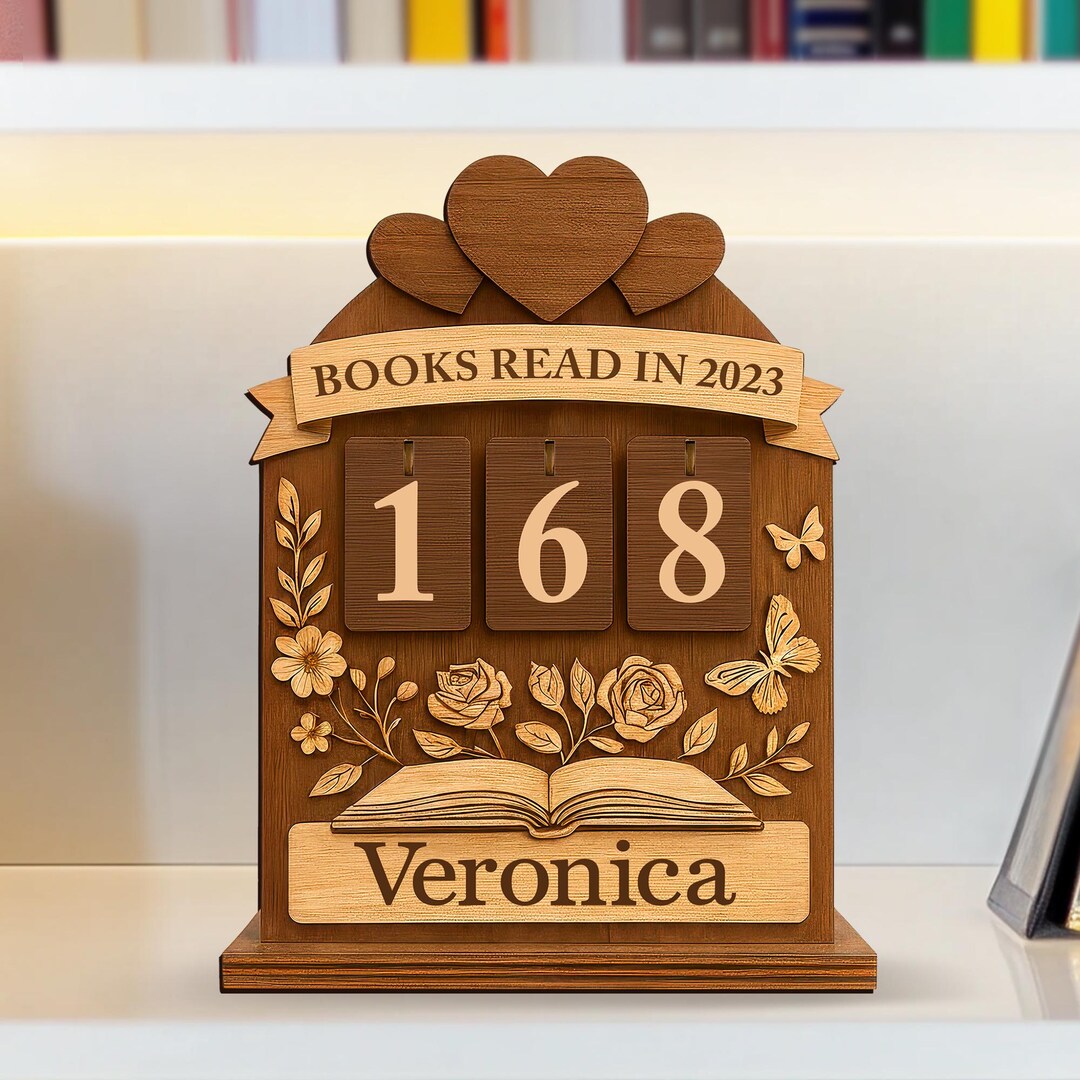 Personalized Wooden Book Tracker Reading Log Display Reader Gift Decor ...