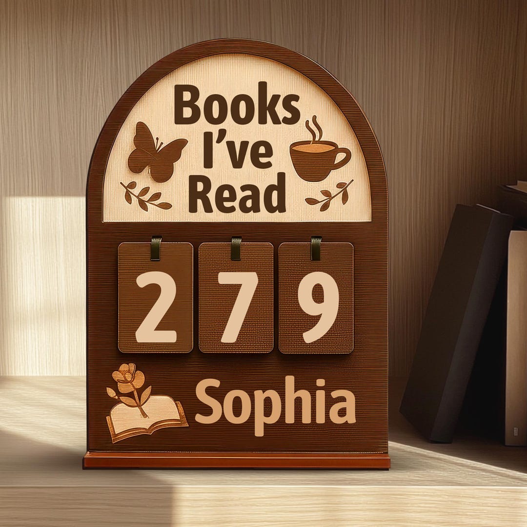 Personalized Wooden Book Tracker Reading Counter Custom Books Read ...