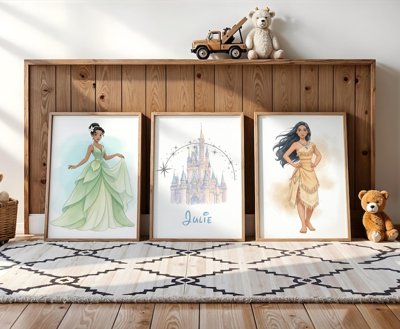 Custom Princess Wall Art Set, Pick Any 2 + Personalized Name, Girls ...