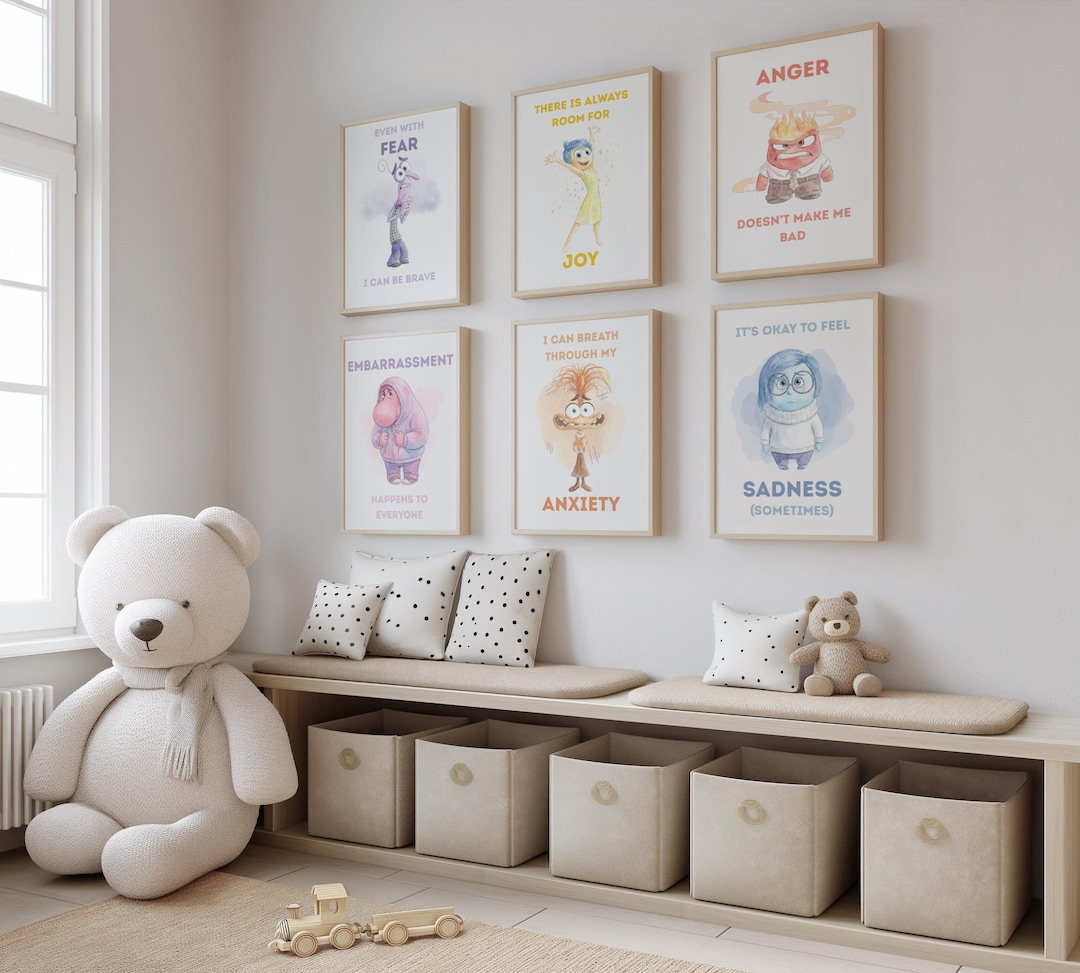 Inside Out Inspired Emotion Posters Set, Kids Affirmation Wall Art ...