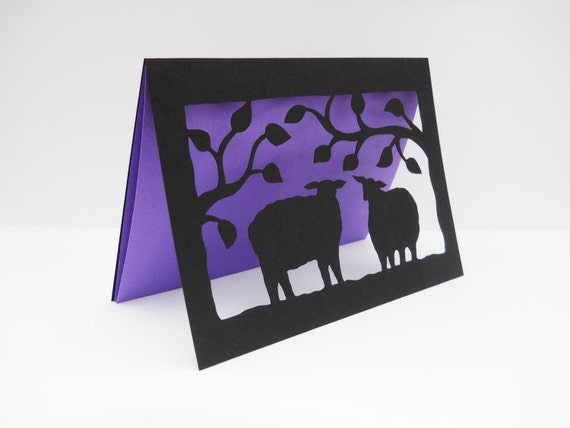 Items similar to Two black sheep laser cut card on Etsy