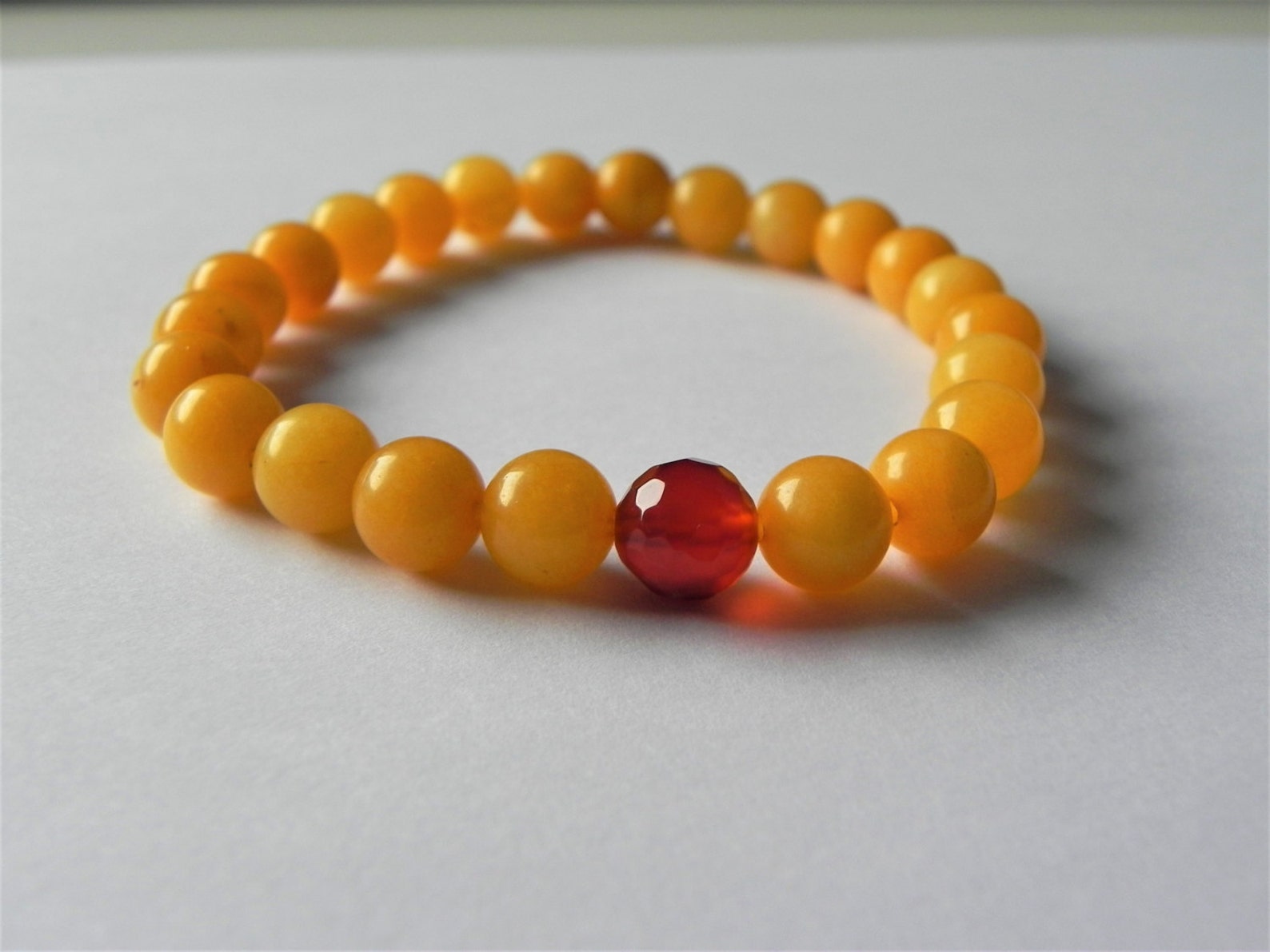 Orange Quartzite and Red Carnelian Stretch Gemstone Bracelet - Etsy