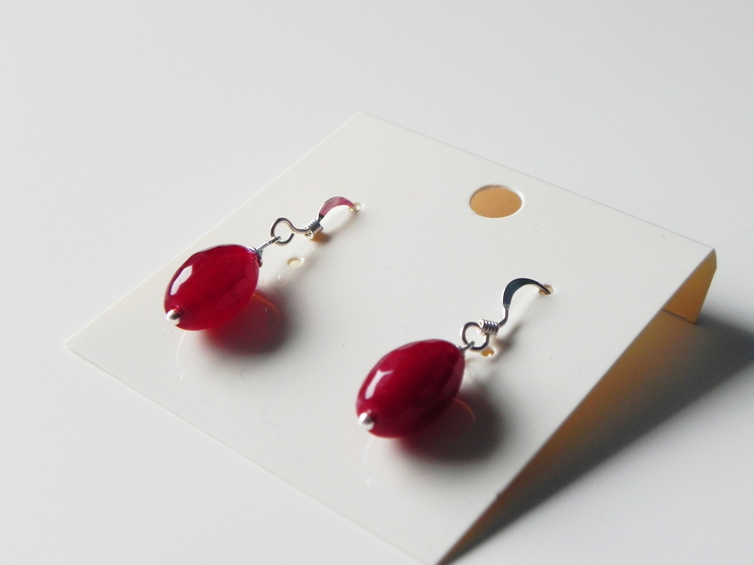 Red Dyed Quartz Gemstone Drop Sterling Silver Earrings - Etsy UK
