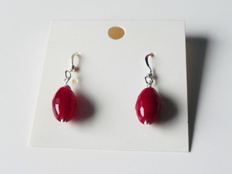 Red Dyed Quartz Gemstone Drop Sterling Silver Earrings - Etsy UK