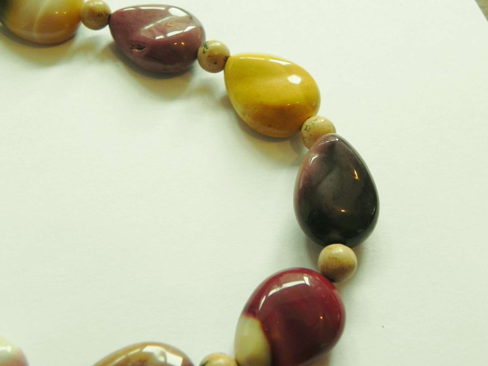 Chunky Mookaite and Jasper Gemstone Necklace, Cream, Brown, Pink ...
