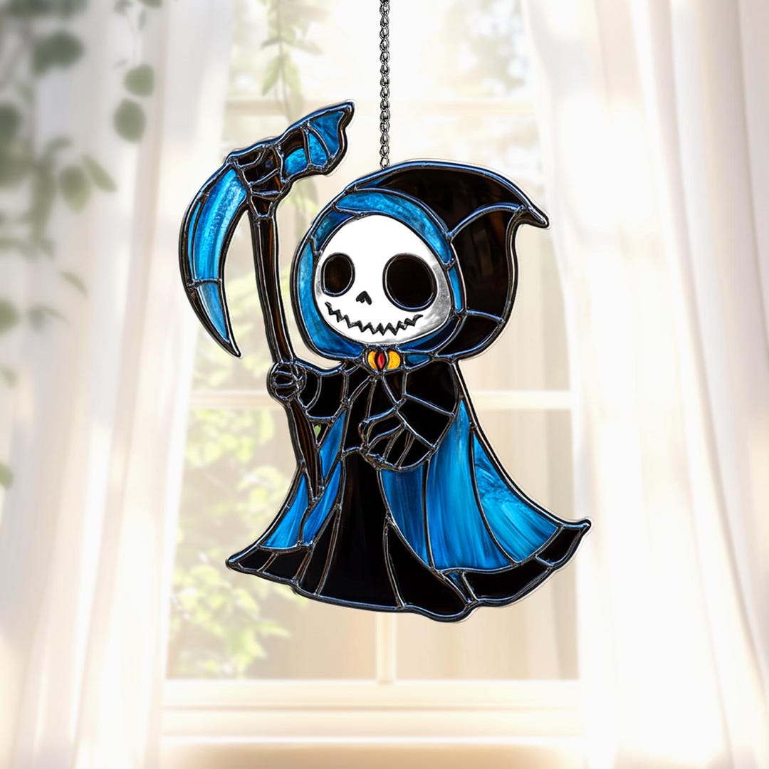 Cute Grim Reaper Window Hanging Decoration Acrylic Suncatcher ...