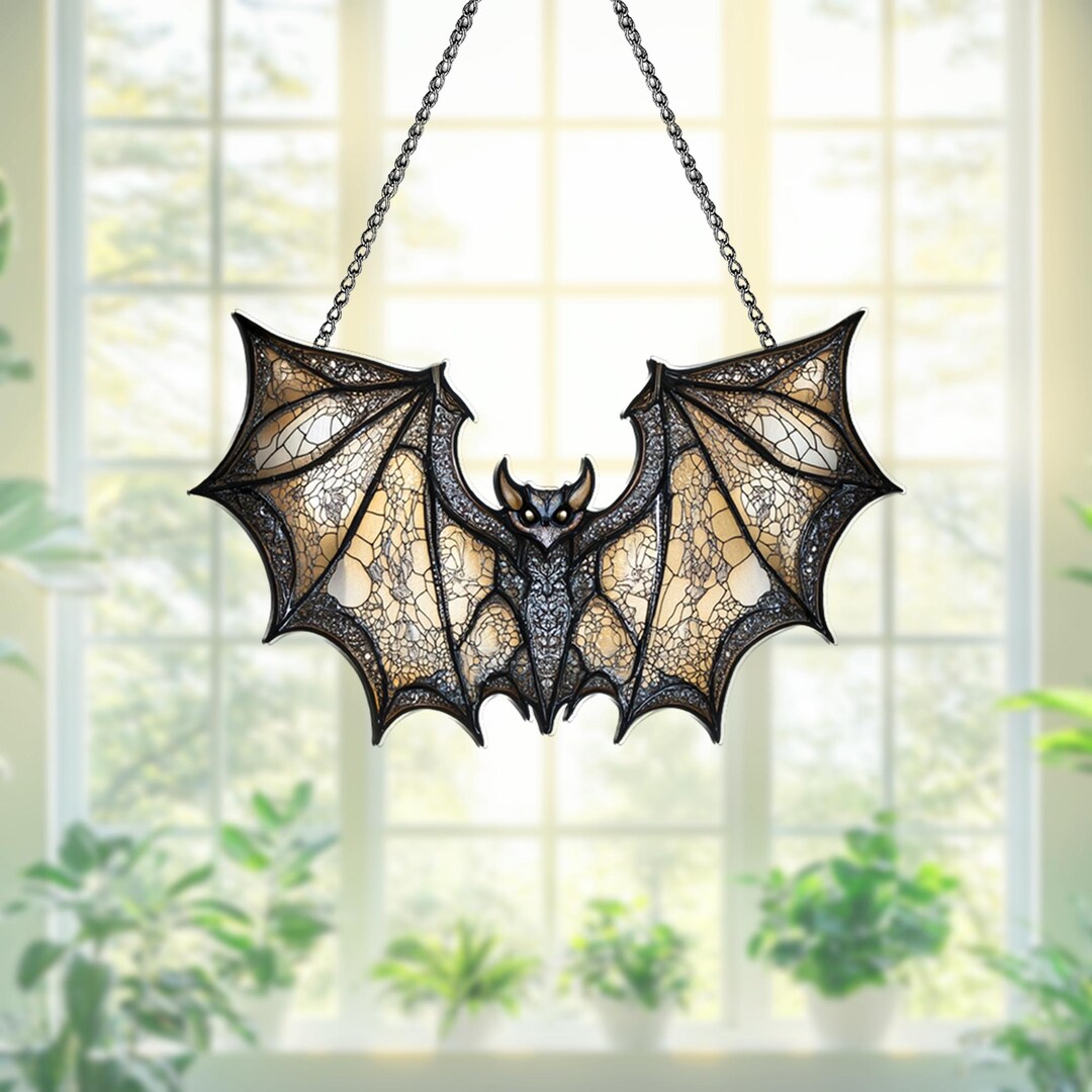 Acrylic Suncatcher Bat Window Hanging Decoration Gothic Flying Bat Art ...