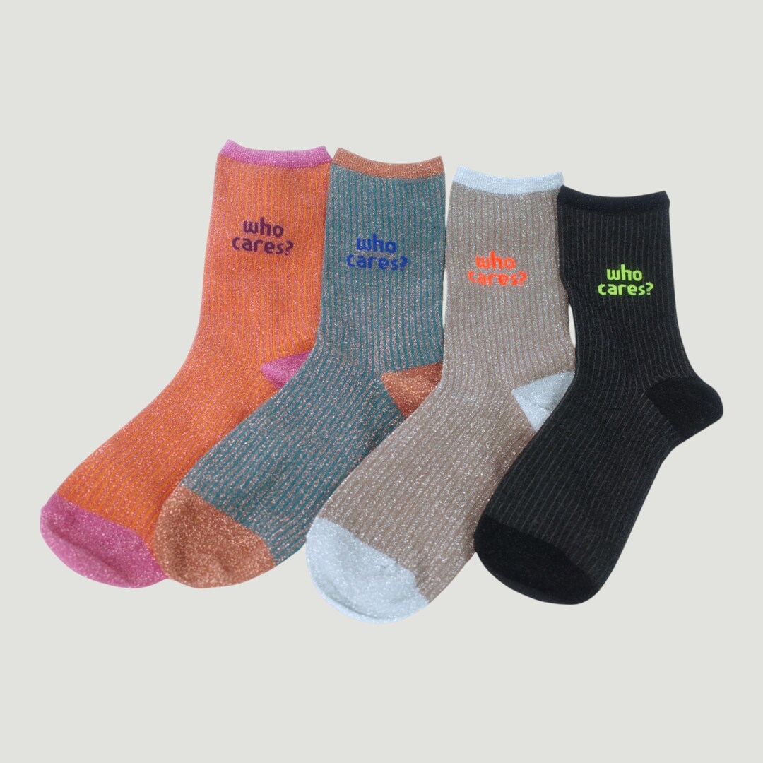Neon Glitter Socks, Cheeky "who Cares" Pairs - Etsy