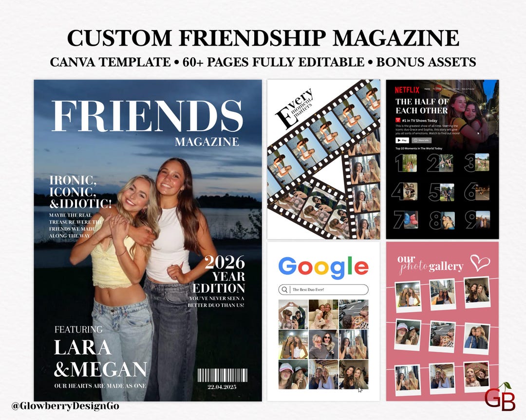 Custom Friendship Magazine | Best Friend Gift | Canva Template | Friend ...