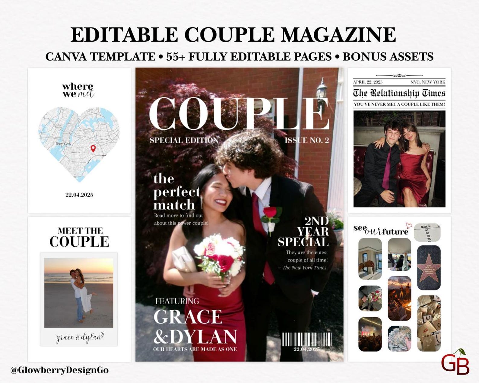 Editable Couples Magazine Canva Template | Custom Gift for Him and Her ...