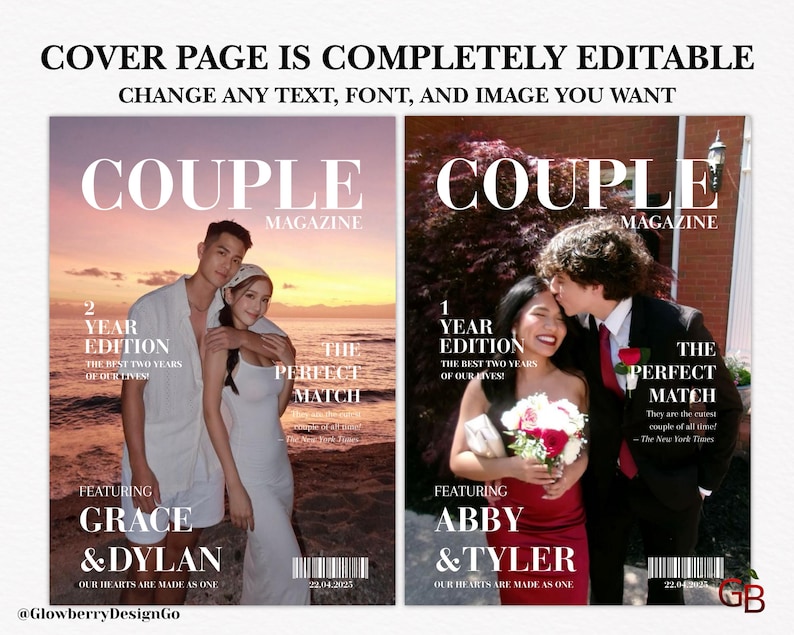 Editable Couples Magazine Canva Template | Custom Gift Boyfriend ...