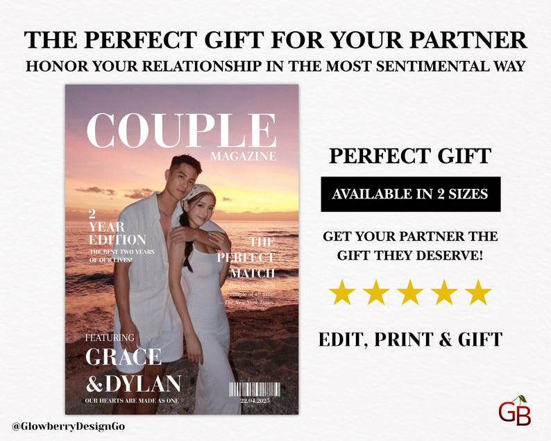 Editable Couples Magazine Canva Template | Custom Gift for Him and Her ...
